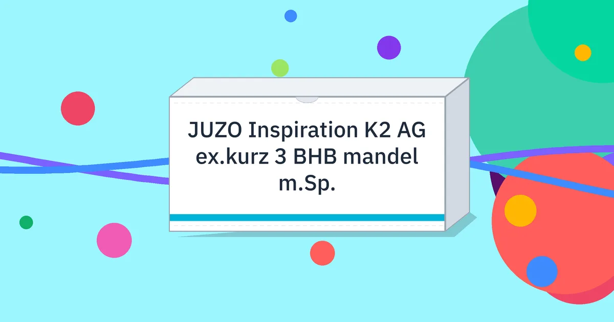 Symbolbild: Packung mit der Aufschrift JUZO Inspiration K2 AG ex.kurz 3 BHB mandel m.Sp. (PZN 14835659) – Verfügbarkeit und Bezug in Apotheken in Frankfurt am Main