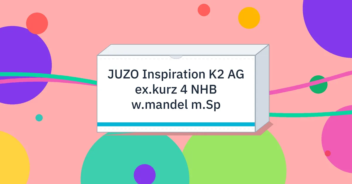 Symbolbild: Packung mit der Aufschrift JUZO Inspiration K2 AG ex.kurz 4 NHB w.mandel m.Sp (PZN 14963802) – Verfügbarkeit und Bezug in Apotheken in Frankfurt am Main
