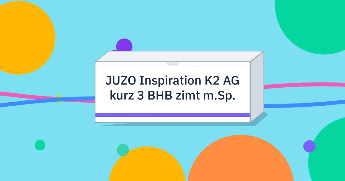 Symbolbild: Packung mit der Aufschrift JUZO Inspiration K2 AG kurz 3 BHB zimt m.Sp. (PZN 14834022) – Verfügbarkeit und Bezug in Apotheken in Frankfurt am Main