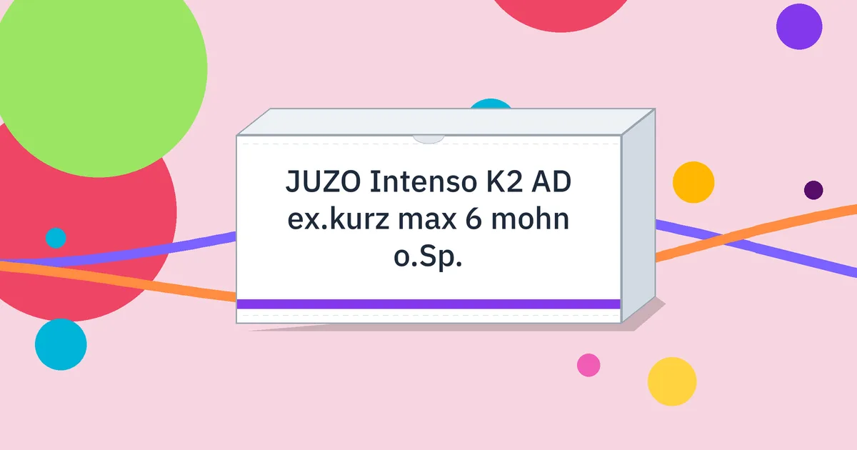 Symbolbild: Packung mit der Aufschrift JUZO Intenso K2 AD ex.kurz max 6 mohn o.Sp. (PZN 18617706) – Verfügbarkeit und Bezug in Apotheken in Frankfurt am Main
