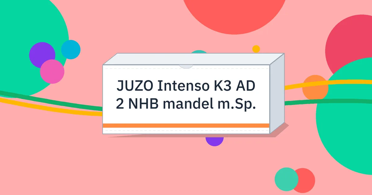 Symbolbild: Packung mit der Aufschrift JUZO Intenso K3 AD 2 NHB mandel m.Sp. (PZN 18631014) – Verfügbarkeit und Bezug in Apotheken in Frankfurt am Main