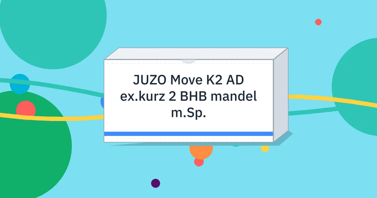 Symbolbild: Packung mit der Aufschrift JUZO Move K2 AD ex.kurz 2 BHB mandel m.Sp. (PZN 16340637) – Verfügbarkeit und Bezug in Apotheken in Frankfurt am Main