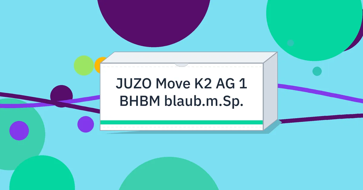 Symbolbild: Packung mit der Aufschrift JUZO Move K2 AG 1 BHBM blaub.m.Sp. (PZN 18556206) – Verfügbarkeit und Bezug in Apotheken in Frankfurt am Main