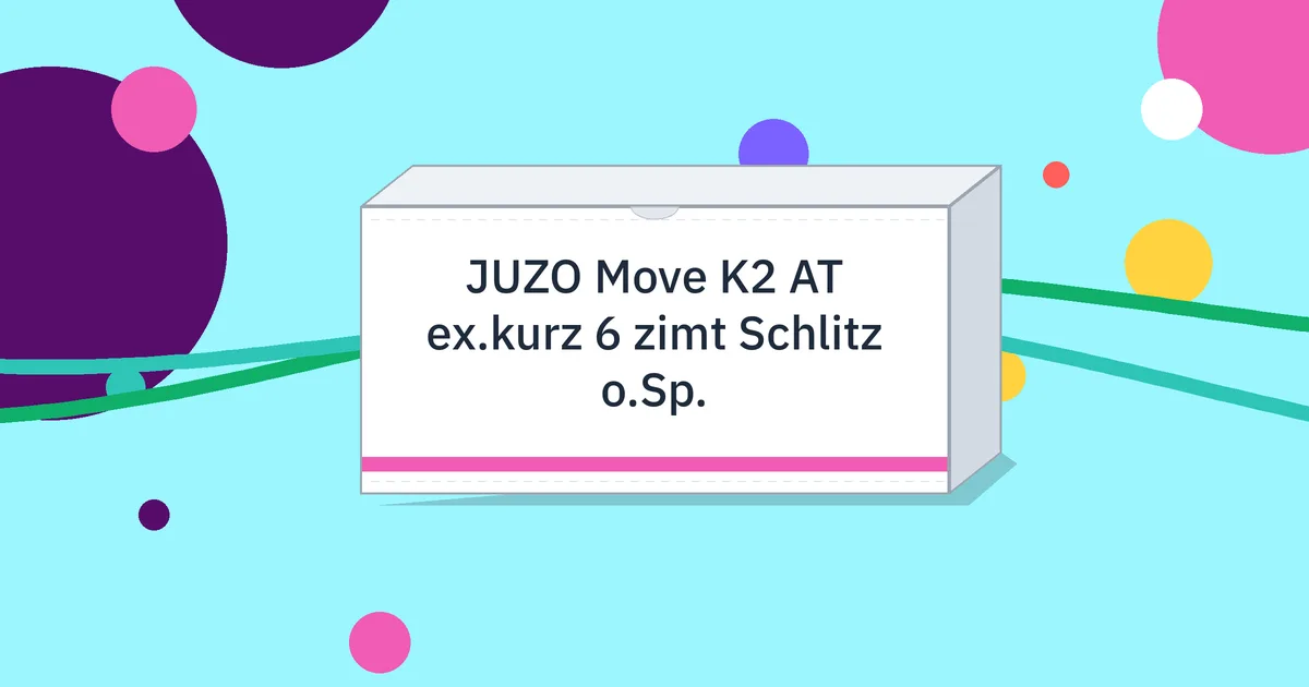 Symbolbild: Packung mit der Aufschrift JUZO Move K2 AT ex.kurz 6 zimt Schlitz o.Sp. (PZN 20673267) – Verfügbarkeit und Bezug in Apotheken in Frankfurt am Main