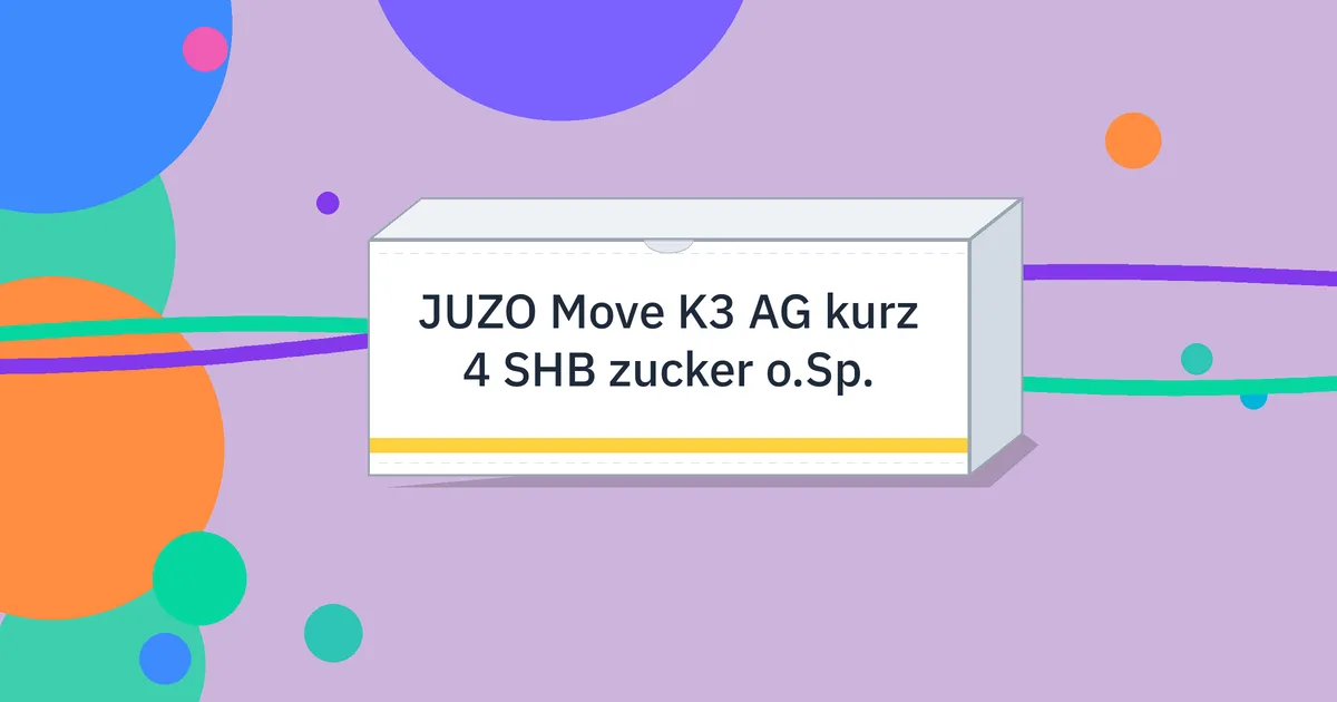 Symbolbild: Packung mit der Aufschrift JUZO Move K3 AG kurz 4 SHB zucker o.Sp. (PZN 18581285) – Verfügbarkeit und Bezug in Apotheken in Frankfurt am Main