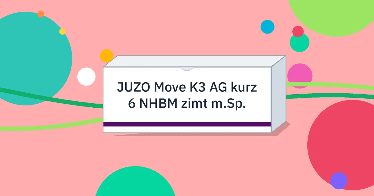 Symbolbild: Packung mit der Aufschrift JUZO Move K3 AG kurz 6 NHBM zimt m.Sp. (PZN 18578722) – Verfügbarkeit und Bezug in Apotheken in Frankfurt am Main