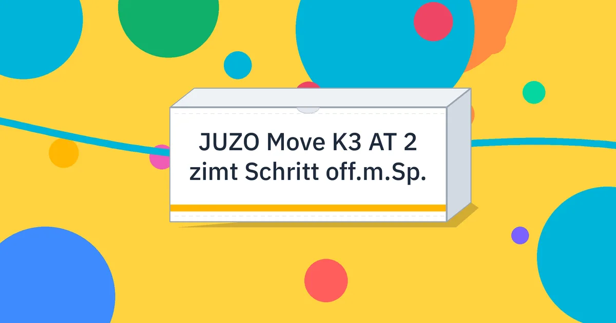 Symbolbild: Packung mit der Aufschrift JUZO Move K3 AT 2 zimt Schritt off.m.Sp. (PZN 20677348) – Verfügbarkeit und Bezug in Apotheken in Frankfurt am Main
