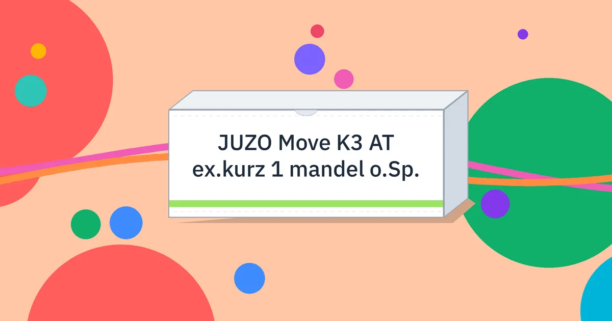 Symbolbild: Packung mit der Aufschrift JUZO Move K3 AT ex.kurz 1 mandel o.Sp. (PZN 20681657) – Verfügbarkeit und Bezug in Apotheken in Frankfurt am Main
