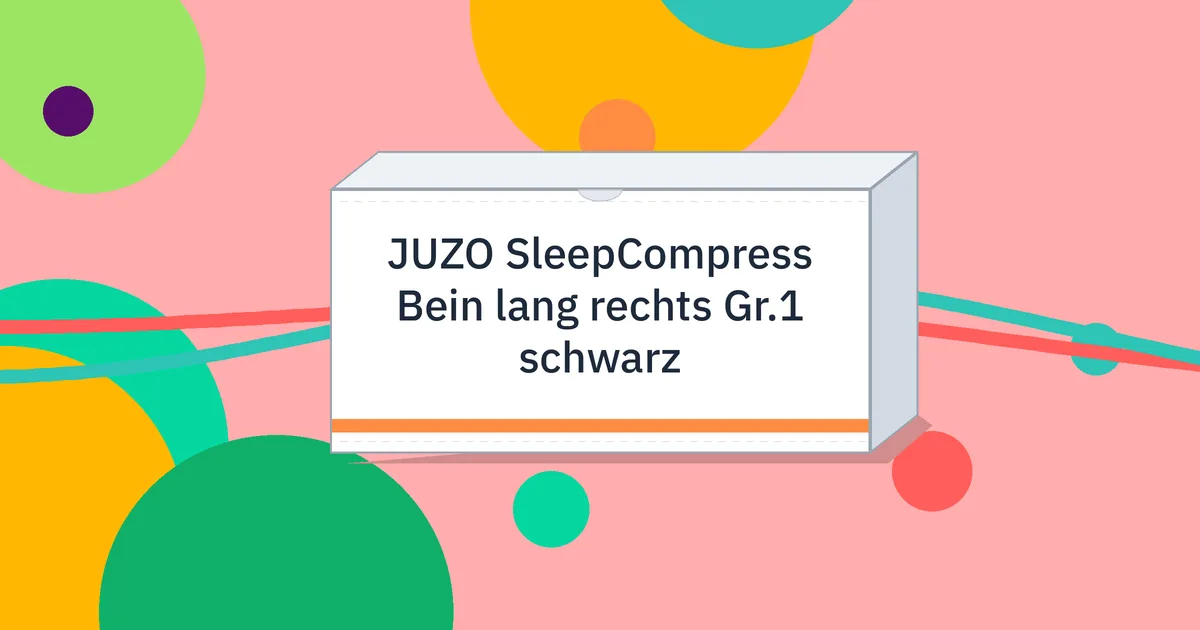 Symbolbild: Packung mit der Aufschrift JUZO SleepCompress Bein lang rechts Gr.1 schwarz (PZN 19622827) – Verfügbarkeit und Bezug in Apotheken in Frankfurt am Main