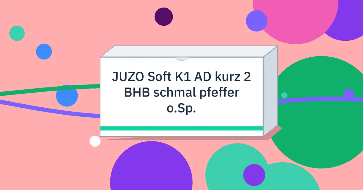 Symbolbild: Packung mit der Aufschrift JUZO Soft K1 AD kurz 2 BHB schmal pfeffer o.Sp. (PZN 15463496) – Verfügbarkeit und Bezug in Apotheken in Frankfurt am Main