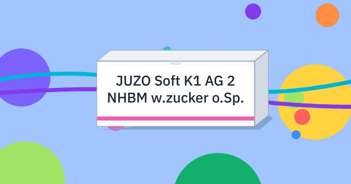 Symbolbild: Packung mit der Aufschrift JUZO Soft K1 AG 2 NHBM w.zucker o.Sp. (PZN 14995601) – Verfügbarkeit und Bezug in Apotheken in Frankfurt am Main