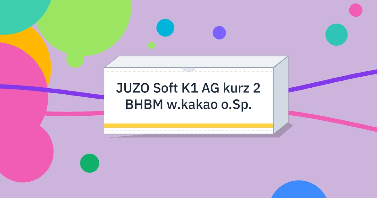 Symbolbild: Packung mit der Aufschrift JUZO Soft K1 AG kurz 2 BHBM w.kakao o.Sp. (PZN 14865844) – Verfügbarkeit und Bezug in Apotheken in Frankfurt am Main