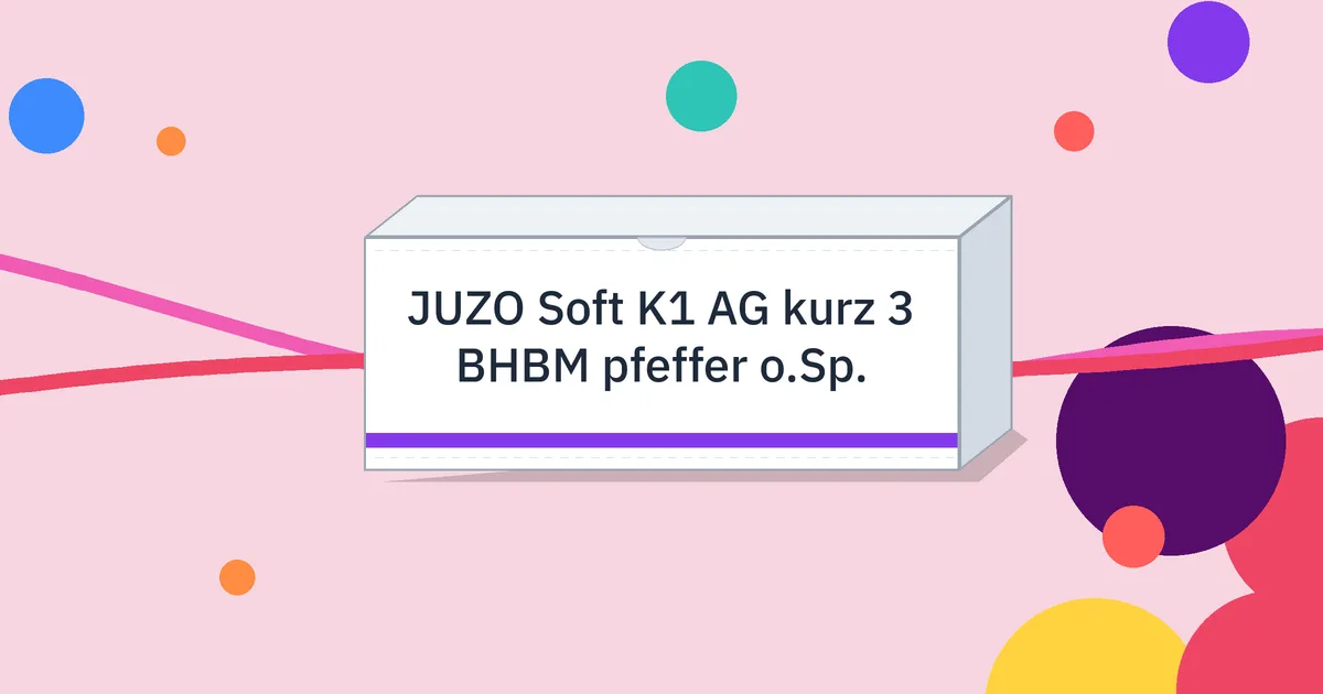 Symbolbild: Packung mit der Aufschrift JUZO Soft K1 AG kurz 3 BHBM pfeffer o.Sp. (PZN 14857431) – Verfügbarkeit und Bezug in Apotheken in Frankfurt am Main