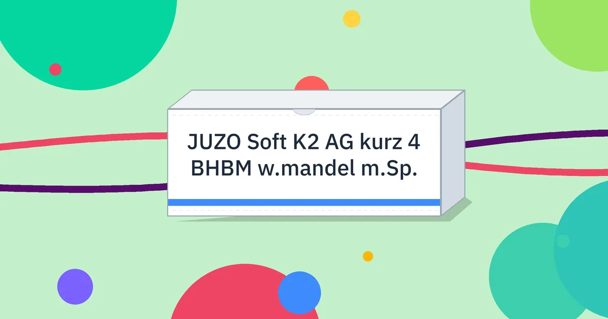 Symbolbild: Packung mit der Aufschrift JUZO Soft K2 AG kurz 4 BHBM w.mandel m.Sp. (PZN 14867694) – Verfügbarkeit und Bezug in Apotheken in Frankfurt am Main