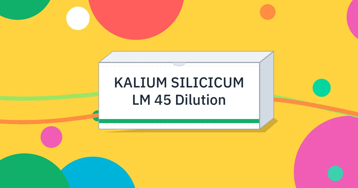 Symbolbild: Packung mit der Aufschrift KALIUM SILICICUM LM 45 Dilution (PZN 12926139) – Verfügbarkeit und Bezug in Apotheken in Frankfurt am Main