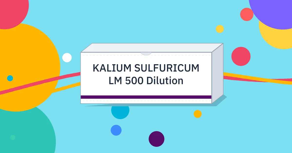 Symbolbild: Packung mit der Aufschrift KALIUM SULFURICUM LM 500 Dilution (PZN 16813432) – Verfügbarkeit und Bezug in Apotheken in Frankfurt am Main