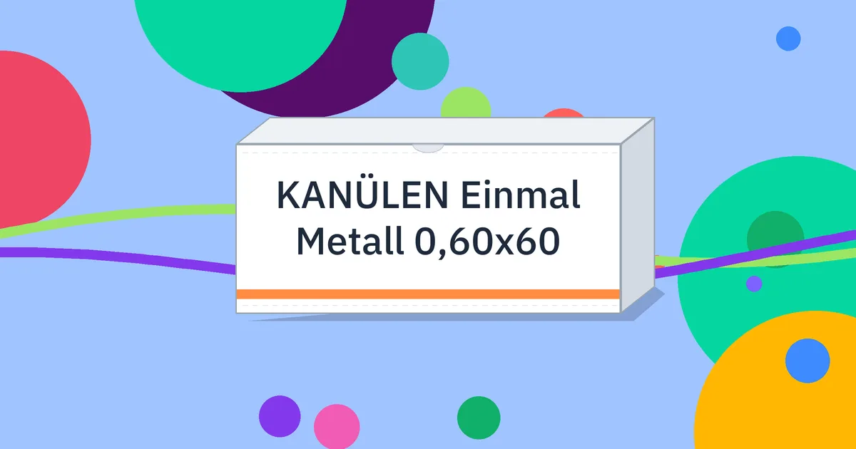 Symbolbild: Packung mit der Aufschrift KANÜLEN Einmal Metall 0,60x60 (PZN 01965159) – Verfügbarkeit und Bezug in Apotheken in Frankfurt am Main