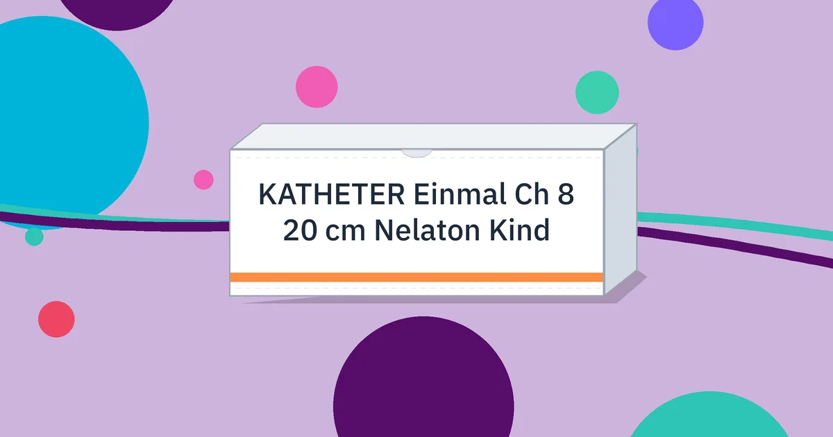 Symbolbild: Packung mit der Aufschrift KATHETER Einmal Ch 8 20 cm Nelaton Kind (PZN 01729890) – Verfügbarkeit und Bezug in Apotheken in Frankfurt am Main
