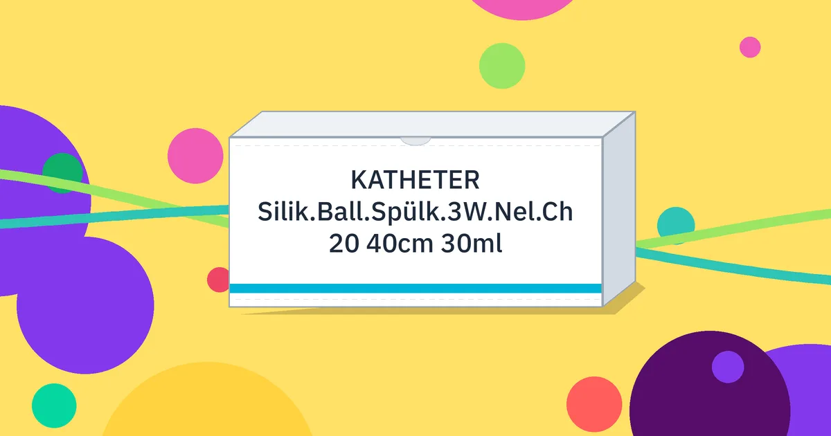 Symbolbild: Packung mit der Aufschrift KATHETER Silik.Ball.Spülk.3W.Nel.Ch 20 40cm 30ml (PZN 07653171) – Verfügbarkeit und Bezug in Apotheken in Frankfurt am Main