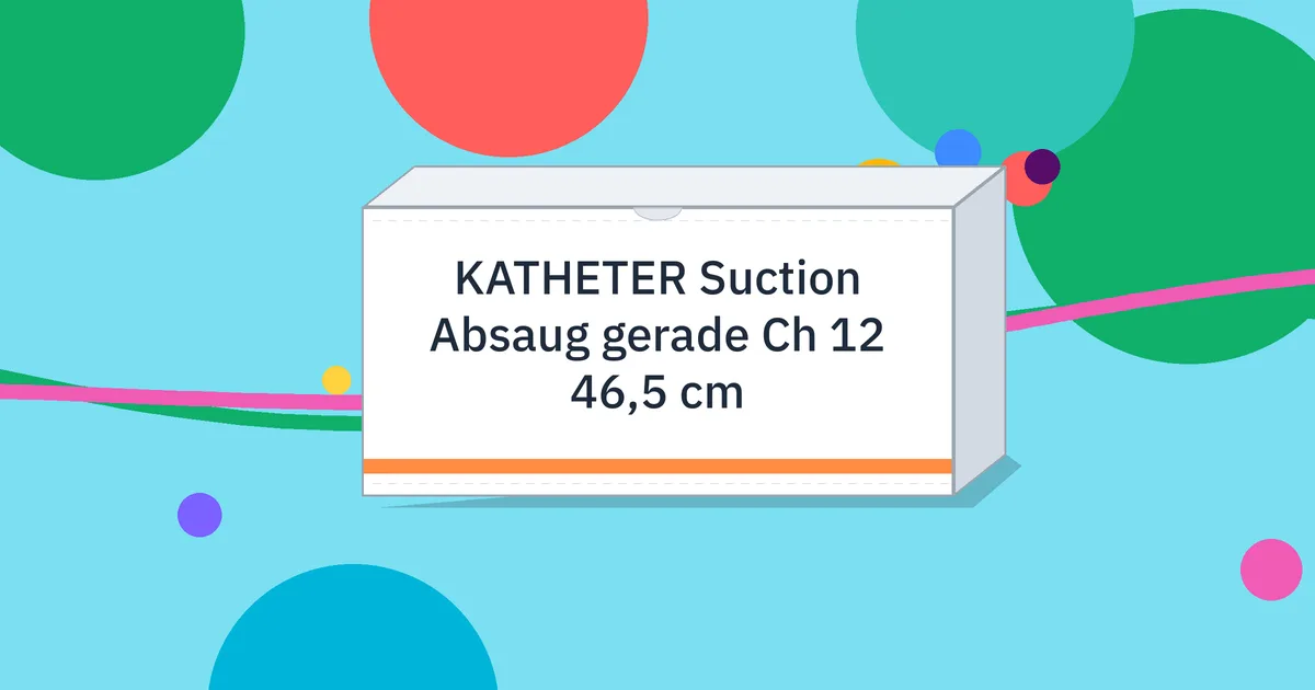Symbolbild: Packung mit der Aufschrift KATHETER Suction Absaug gerade Ch 12 46,5 cm (PZN 02197082) – Verfügbarkeit und Bezug in Apotheken in Frankfurt am Main
