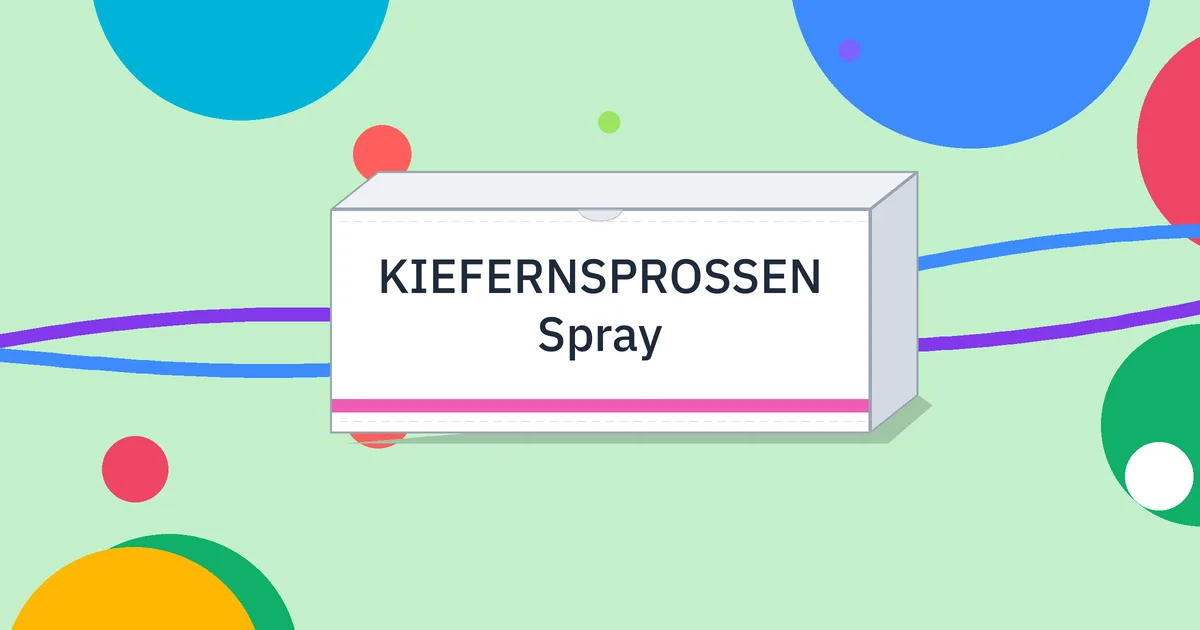 Symbolbild: Packung mit der Aufschrift KIEFERNSPROSSEN Spray (PZN 19141631) – Verfügbarkeit und Bezug in Apotheken in Frankfurt am Main