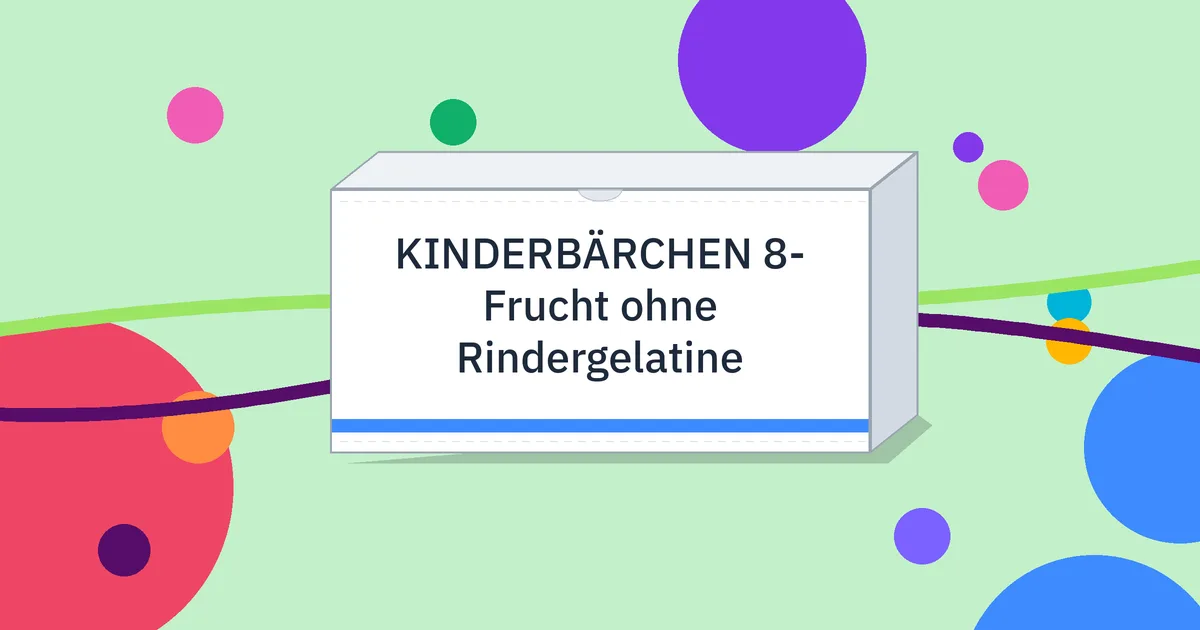 Symbolbild: Packung mit der Aufschrift KINDERBÄRCHEN 8-Frucht ohne Rindergelatine (PZN 04156874) – Verfügbarkeit und Bezug in Apotheken in Frankfurt am Main