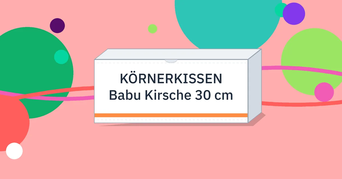 Symbolbild: Packung mit der Aufschrift KÖRNERKISSEN Babu Kirsche 30 cm (PZN 01832725) – Verfügbarkeit und Bezug in Apotheken in Frankfurt am Main