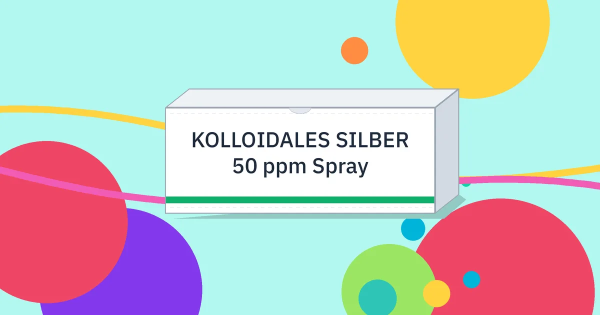 Symbolbild: Packung mit der Aufschrift KOLLOIDALES SILBER 50 ppm Spray (PZN 15736540) – Verfügbarkeit und Bezug in Apotheken in Frankfurt am Main