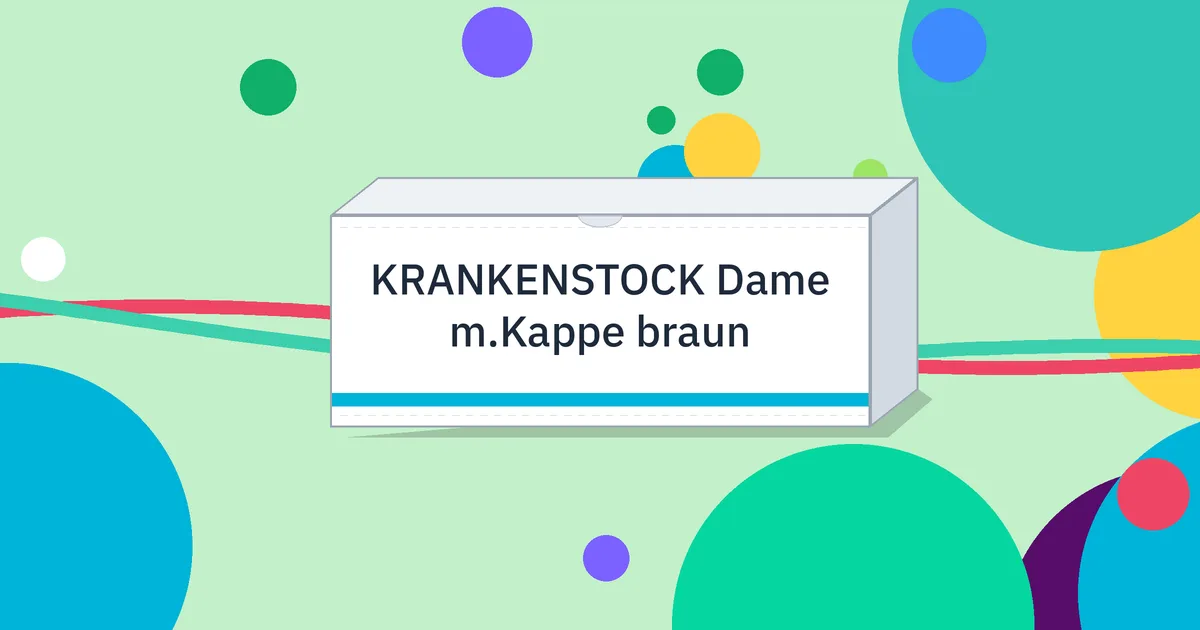 Symbolbild: Packung mit der Aufschrift KRANKENSTOCK Dame m.Kappe braun (PZN 00069670) – Verfügbarkeit und Bezug in Apotheken in Frankfurt am Main