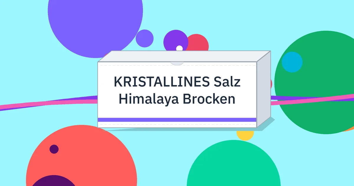 Symbolbild: Packung mit der Aufschrift KRISTALLINES Salz Himalaya Brocken (PZN 05355179) – Verfügbarkeit und Bezug in Apotheken in Frankfurt am Main