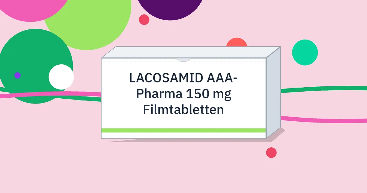 Symbolbild: Packung mit der Aufschrift LACOSAMID AAA-Pharma 150 mg Filmtabletten (PZN 17593895) – Verfügbarkeit und Bezug in Apotheken in Frankfurt am Main