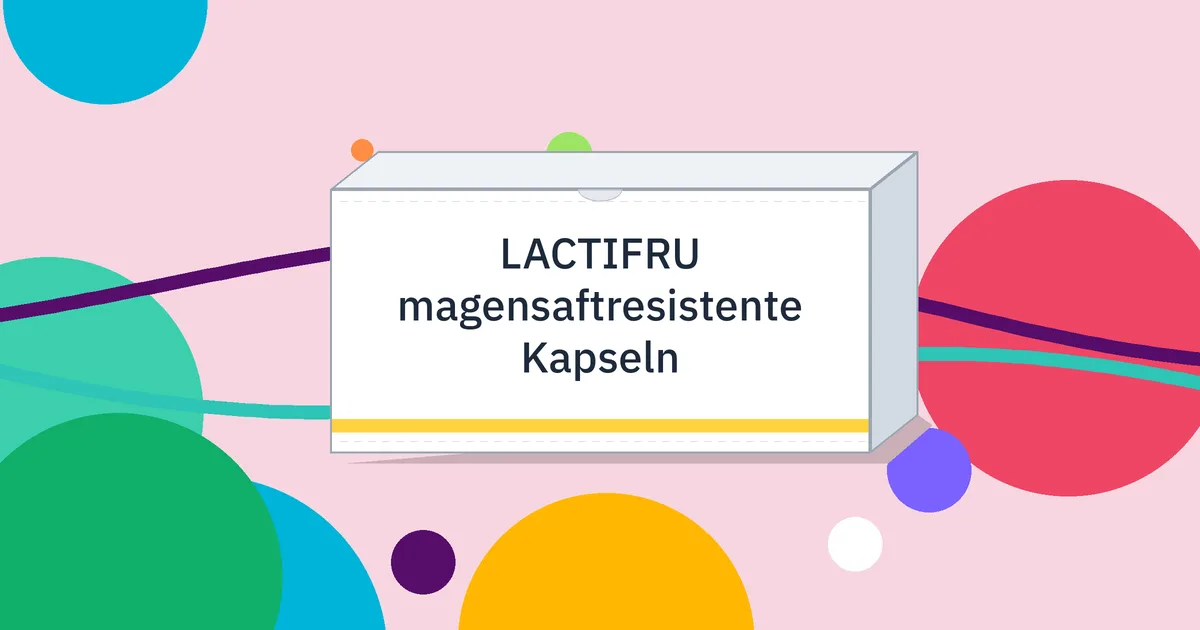 Symbolbild: Packung mit der Aufschrift LACTIFRU magensaftresistente Kapseln (PZN 10181416) – Verfügbarkeit und Bezug in Apotheken in Frankfurt am Main