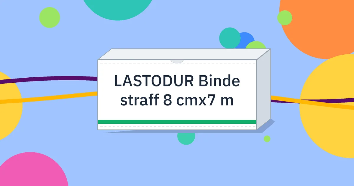 Symbolbild: Packung mit der Aufschrift LASTODUR Binde straff 8 cmx7 m (PZN 13744417) – Verfügbarkeit und Bezug in Apotheken in Frankfurt am Main
