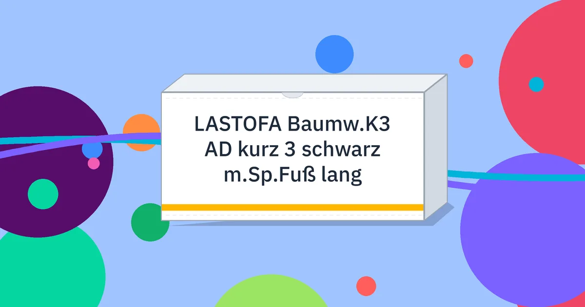 Symbolbild: Packung mit der Aufschrift LASTOFA Baumw.K3 AD kurz 3 schwarz m.Sp.Fuß lang (PZN 01953245) – Verfügbarkeit und Bezug in Apotheken in Frankfurt am Main