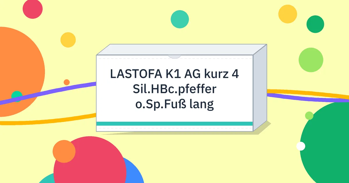 Symbolbild: Packung mit der Aufschrift LASTOFA K1 AG kurz 4 Sil.HBc.pfeffer o.Sp.Fuß lang (PZN 14148634) – Verfügbarkeit und Bezug in Apotheken in Frankfurt am Main