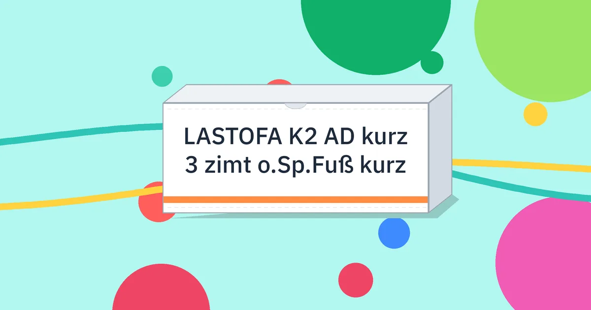 Symbolbild: Packung mit der Aufschrift LASTOFA K2 AD kurz 3 zimt o.Sp.Fuß kurz (PZN 13800251) – Verfügbarkeit und Bezug in Apotheken in Frankfurt am Main