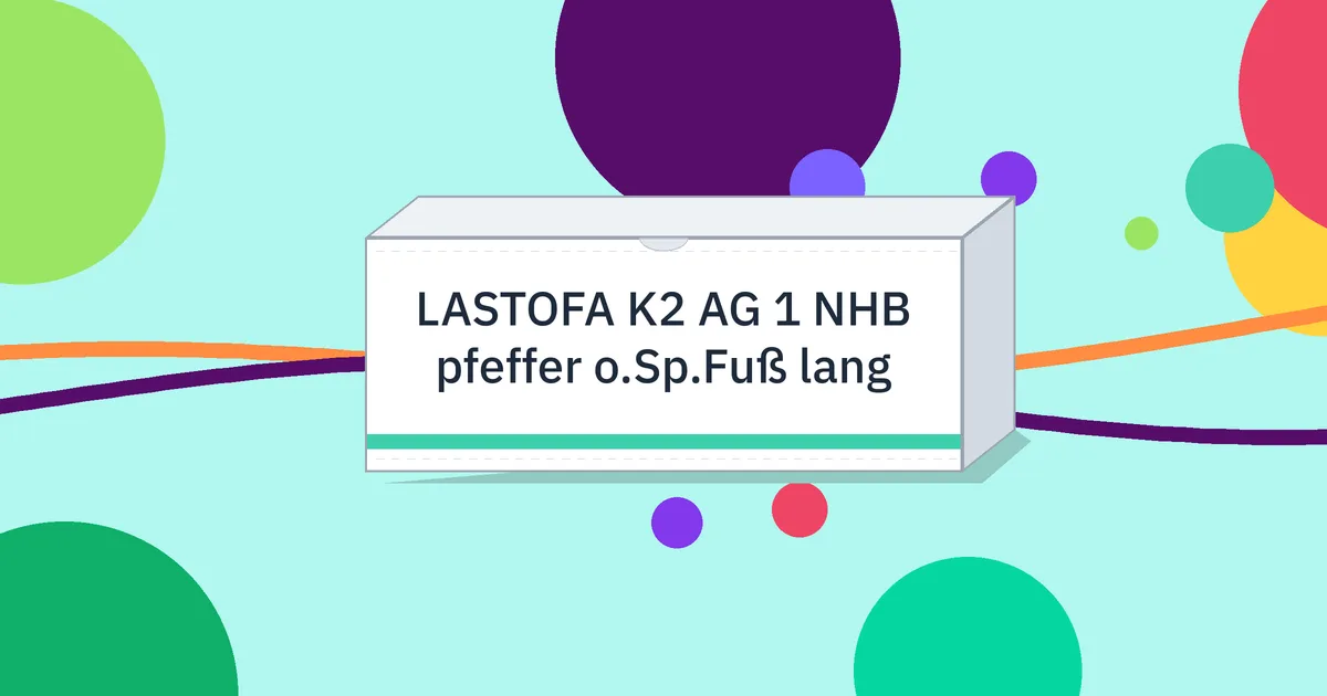 Symbolbild: Packung mit der Aufschrift LASTOFA K2 AG 1 NHB pfeffer o.Sp.Fuß lang (PZN 14149332) – Verfügbarkeit und Bezug in Apotheken in Frankfurt am Main