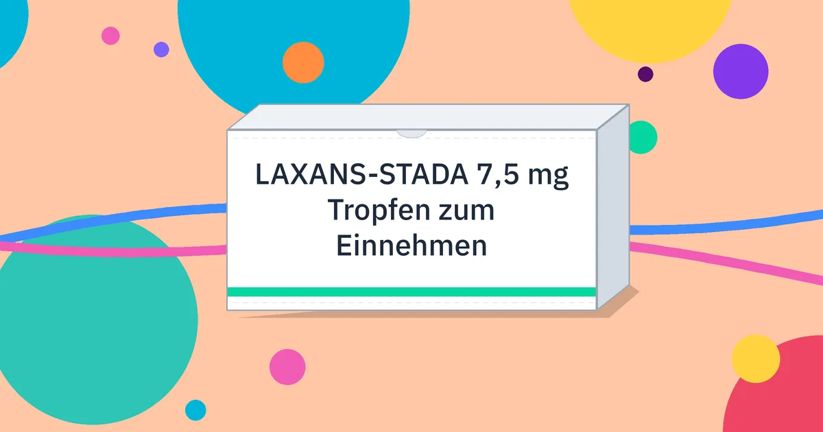 Symbolbild: Packung mit der Aufschrift LAXANS-STADA 7,5 mg Tropfen zum Einnehmen (PZN 18701476) – Verfügbarkeit und Bezug in Apotheken in Frankfurt am Main