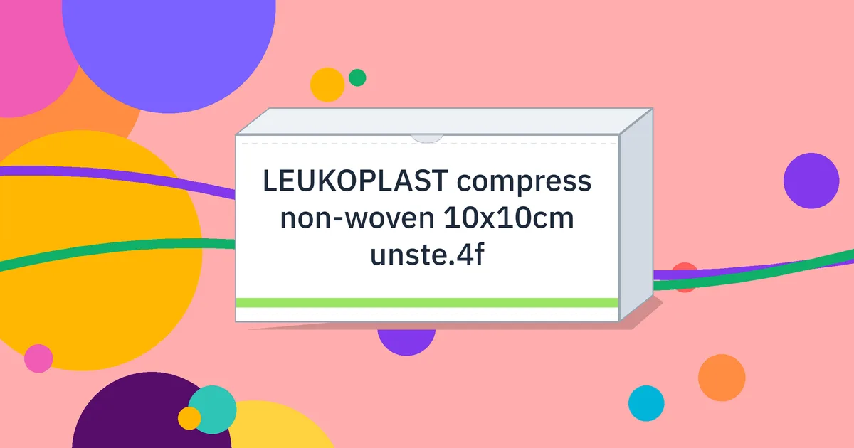 Symbolbild: Packung mit der Aufschrift LEUKOPLAST compress non-woven 10x10cm unste.4f (PZN 19513972) – Verfügbarkeit und Bezug in Apotheken in Frankfurt am Main
