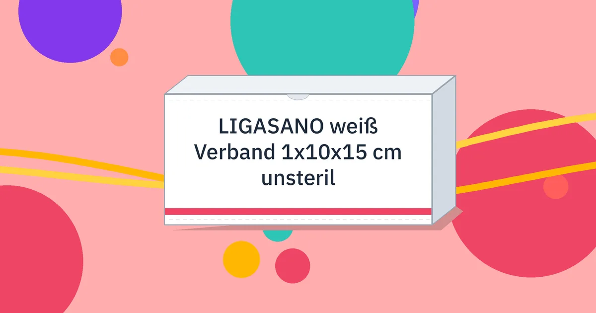 Symbolbild: Packung mit der Aufschrift LIGASANO weiß Verband 1x10x15 cm unsteril (PZN 17250847) – Verfügbarkeit und Bezug in Apotheken in Frankfurt am Main
