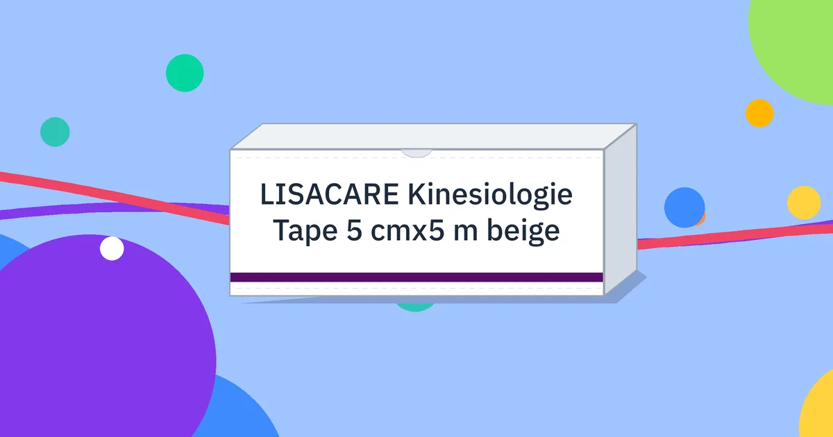 Symbolbild: Packung mit der Aufschrift LISACARE Kinesiologie Tape 5 cmx5 m beige (PZN 18324973) – Verfügbarkeit und Bezug in Apotheken in Frankfurt am Main