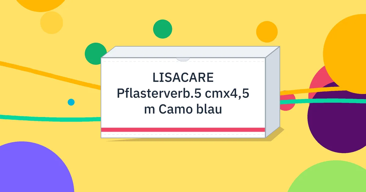 Symbolbild: Packung mit der Aufschrift LISACARE Pflasterverb.5 cmx4,5 m Camo blau (PZN 17892273) – Verfügbarkeit und Bezug in Apotheken in Frankfurt am Main