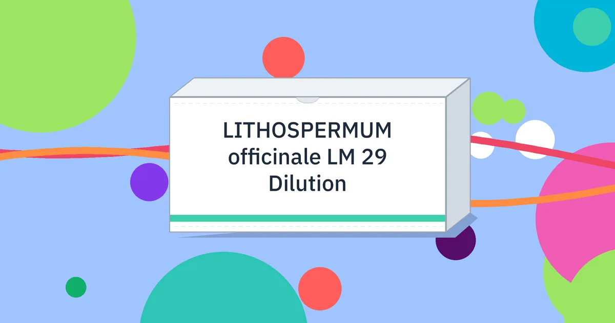 Symbolbild: Packung mit der Aufschrift LITHOSPERMUM officinale LM 29 Dilution (PZN 13532201) – Verfügbarkeit und Bezug in Apotheken in Frankfurt am Main