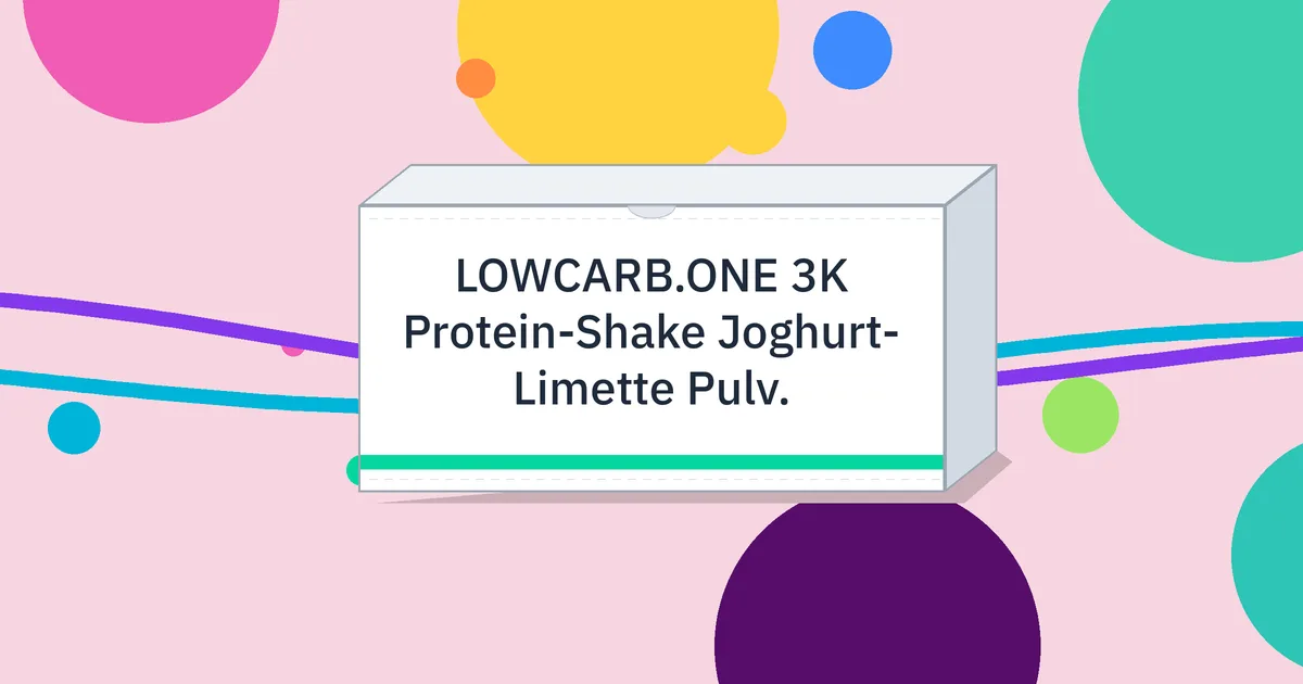 Symbolbild: Packung mit der Aufschrift LOWCARB.ONE 3K Protein-Shake Joghurt-Limette Pulv. (PZN 14325585) – Verfügbarkeit und Bezug in Apotheken in Frankfurt am Main