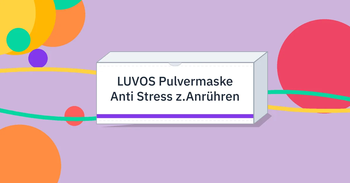 Symbolbild: Packung mit der Aufschrift LUVOS Pulvermaske Anti Stress z.Anrühren (PZN 03169900) – Verfügbarkeit und Bezug in Apotheken in Frankfurt am Main