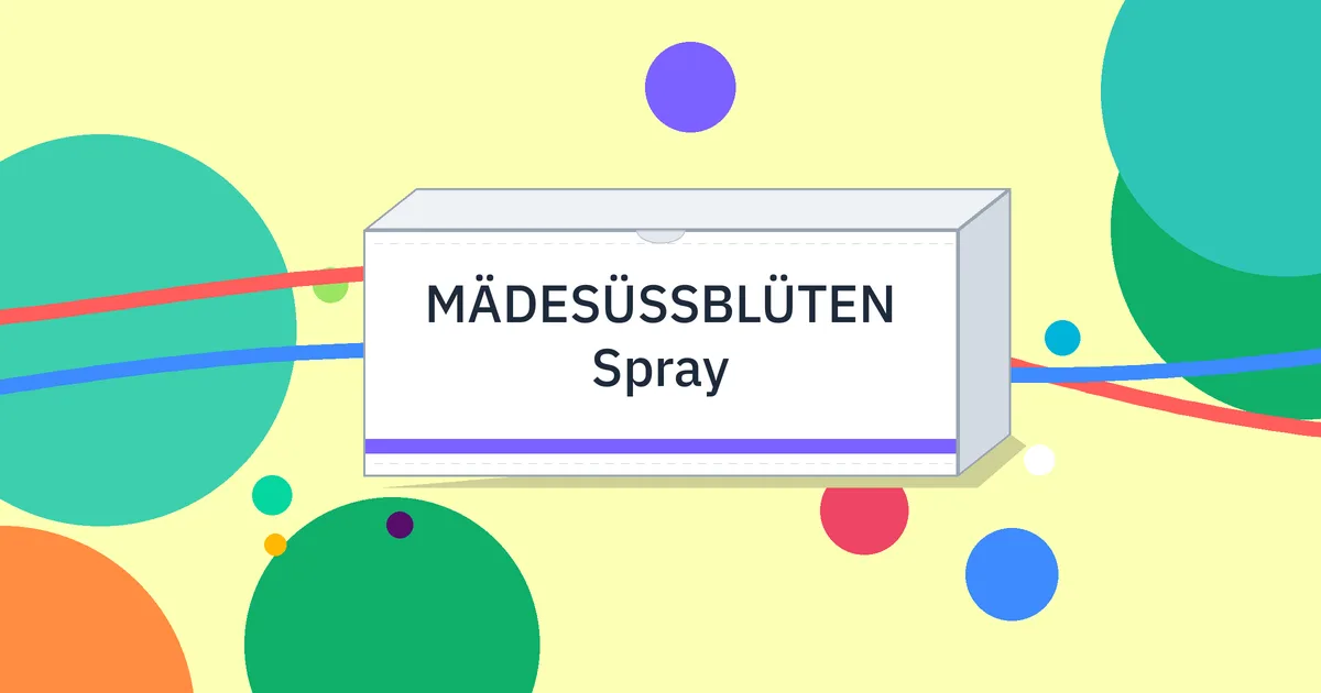 Symbolbild: Packung mit der Aufschrift MÄDESÜSSBLÜTEN Spray (PZN 18008077) – Verfügbarkeit und Bezug in Apotheken in Frankfurt am Main