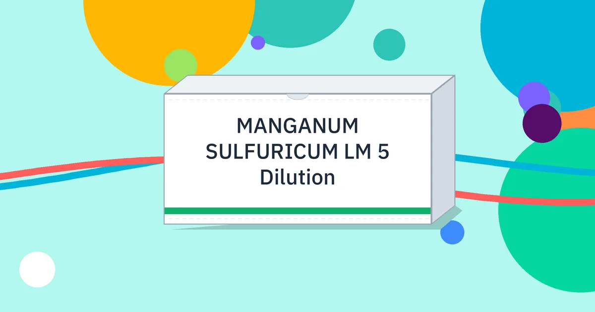 Symbolbild: Packung mit der Aufschrift MANGANUM SULFURICUM LM 5 Dilution (PZN 12945929) – Verfügbarkeit und Bezug in Apotheken in Frankfurt am Main