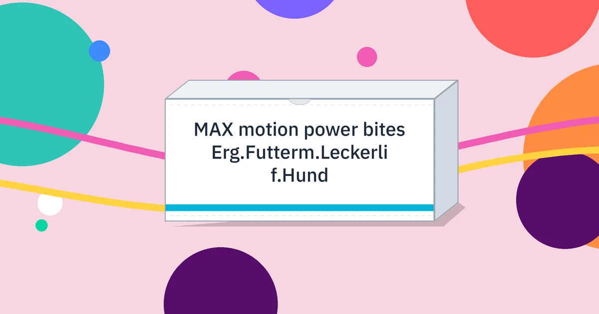Symbolbild: Packung mit der Aufschrift MAX motion power bites Erg.Futterm.Leckerli f.Hund (PZN 19726478) – Verfügbarkeit und Bezug in Apotheken in Frankfurt am Main