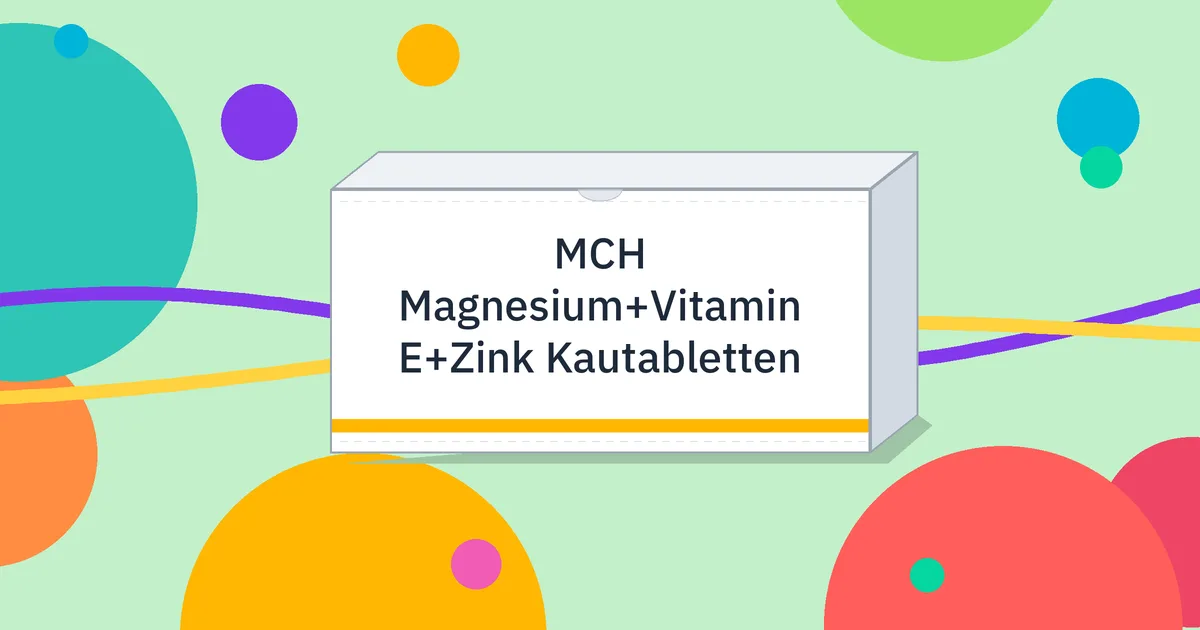 Symbolbild: Packung mit der Aufschrift MCH Magnesium+Vitamin E+Zink Kautabletten (PZN 11007488) – Verfügbarkeit und Bezug in Apotheken in Frankfurt am Main