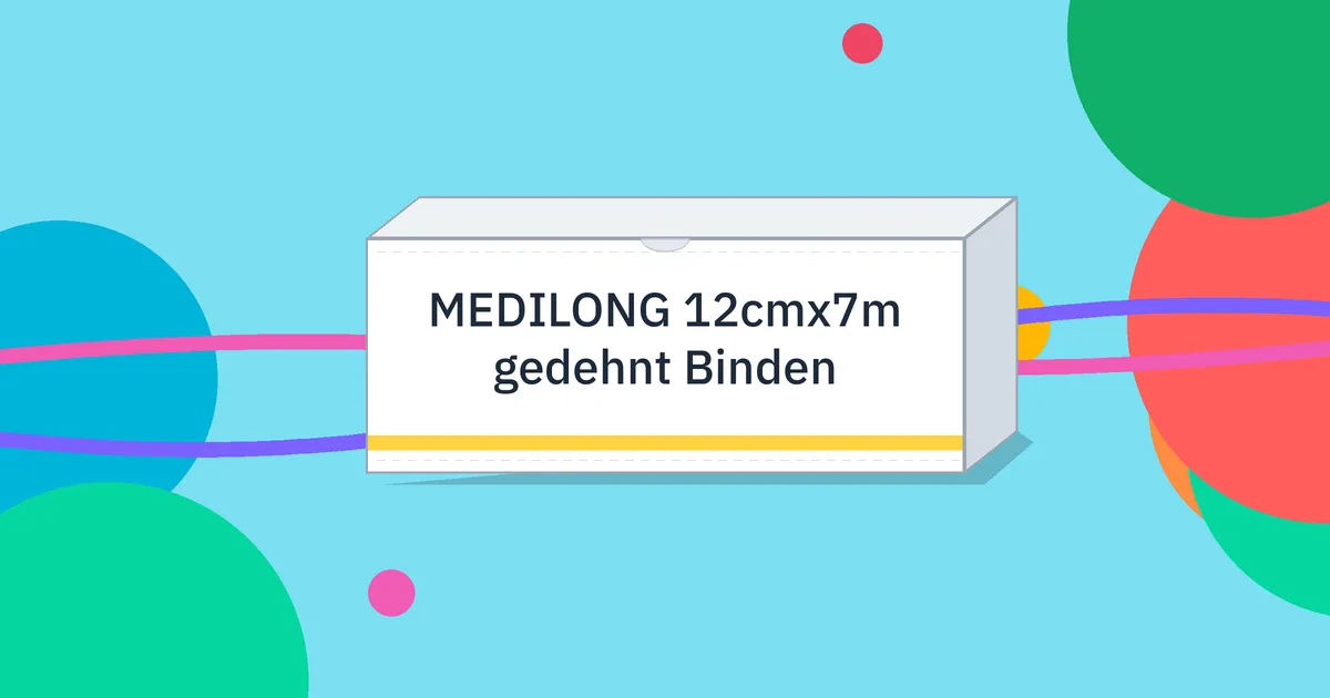 Symbolbild: Packung mit der Aufschrift MEDILONG 12cmx7m gedehnt Binden (PZN 04480327) – Verfügbarkeit und Bezug in Apotheken in Frankfurt am Main